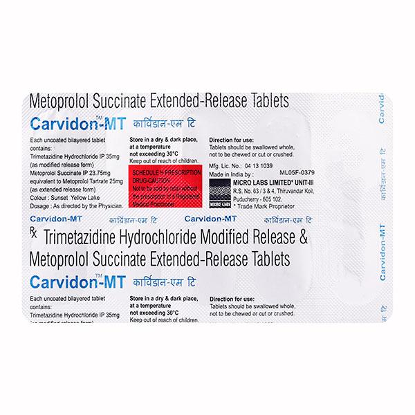 CARVIDON MT Tablet 10's Price, Uses, Side effects, Substitutes | Netmeds