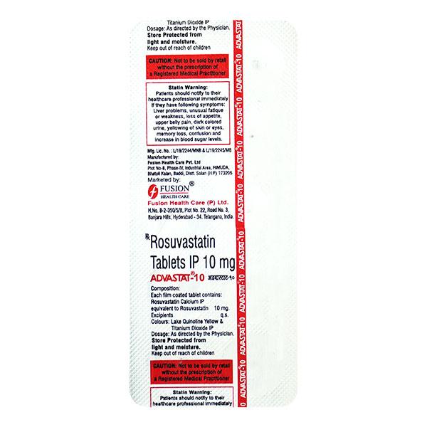 Advastat 10Mg Tablet 10's Price, Uses, Side effects, Substitutes | Netmeds