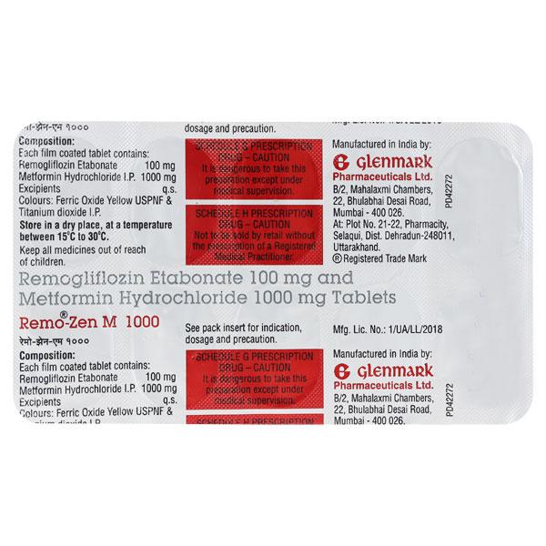 REMO ZEN M 1000mg Tablet 10's : Price, Uses, Side Effects | Netmeds