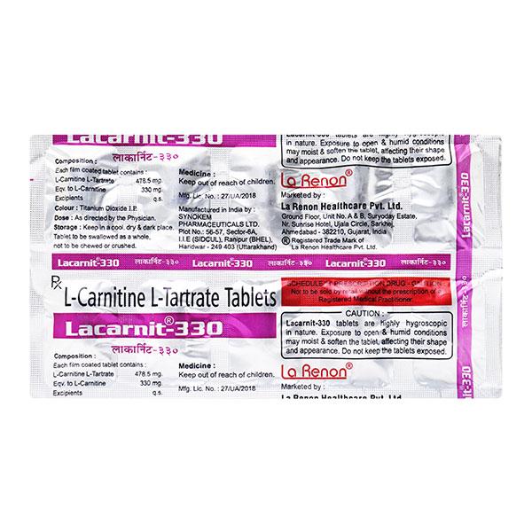Lacarnit 330mg Tablet 10'S : Price, Uses, Side Effects | Netmeds