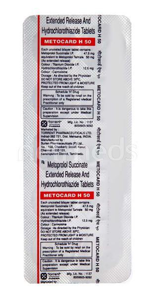 Metocard H 50mg Tablet 10'S : Price, Uses, Side Effects | Netmeds