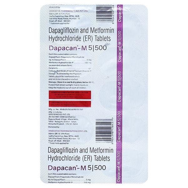 DAPACAN M 5/500 Tablet 10's : Price, Uses, Side Effects | Netmeds