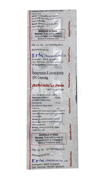 Rabonik Plus 40mg Capsule 10'S : Uses, Side Effects, Price | Netmeds