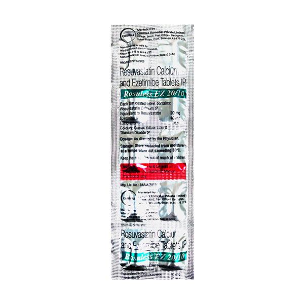 Rosuless EZ 20/10 Tablet 10's Price, Uses, Side effects | Netmeds