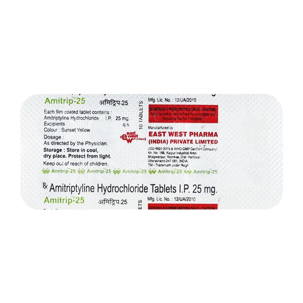 Amitrip 25mg Tablet 10'S : Price, Uses, Side Effects | Netmeds