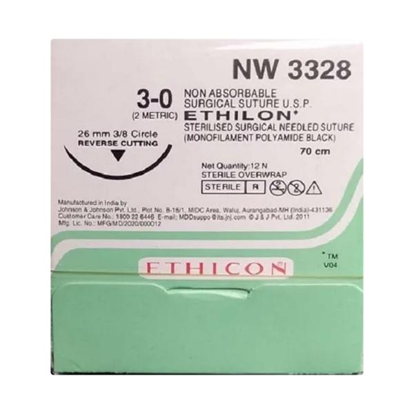Johnson & Johnson Ethicon Ethilon Non Absorbable Surgical Suture (3-0 ...