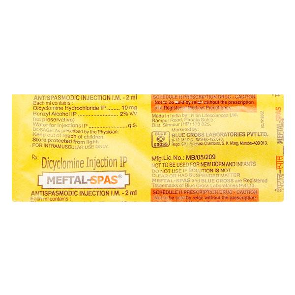 Buy Meftal Spas Injection 2ml Online at Upto 25% OFF | Netmeds