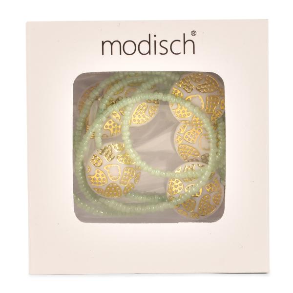 Buy Modisch Green Beads With White Circle Stones With Golden Print ...
