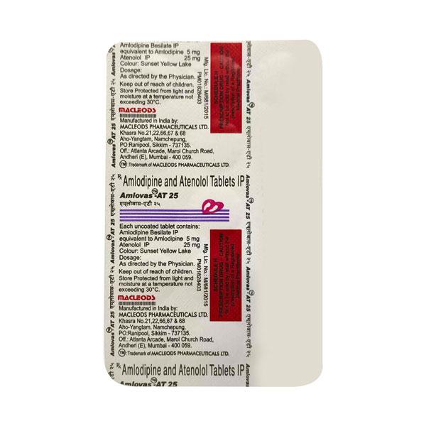 AMLOVAS AT 25 Tablet 10's : Price, Uses, Side Effects | Netmeds