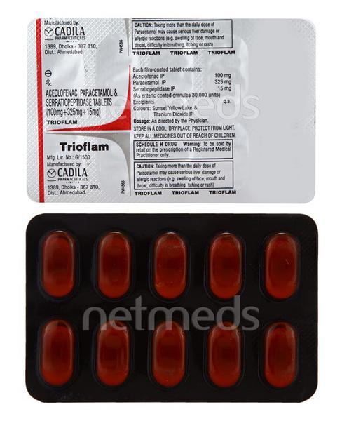 Trioflam Tablet 10'S Price, Uses, Side effects, Substitutes | Netmeds