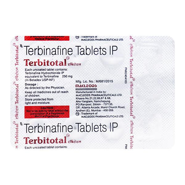 Buy Terbitotal 250mg Tablet 7'S Online at Upto 25% OFF | Netmeds