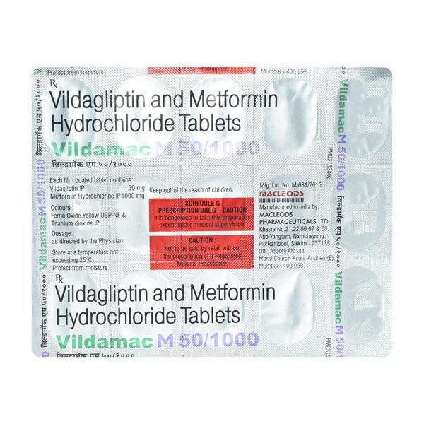 Buy VILDAMAC M 50/1000mg Tablet 15's Online at Upto 25% OFF | Netmeds