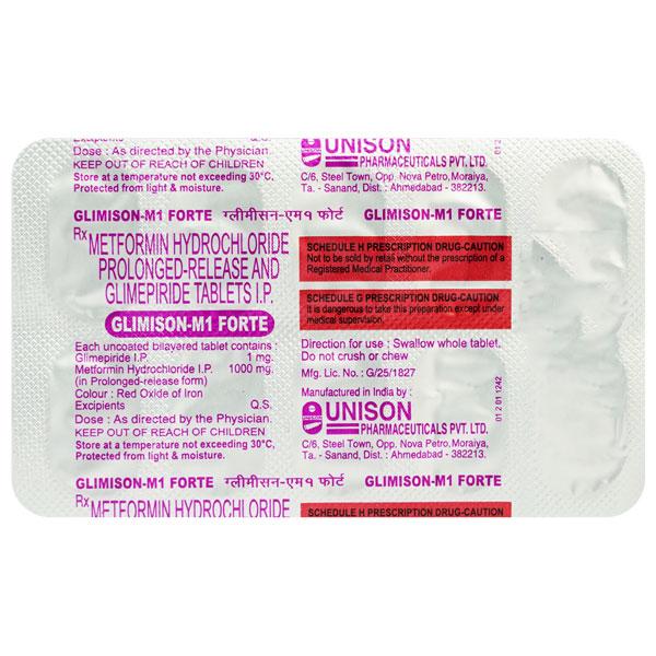 Buy Glimison M Forte 1/1000mg Tablet 10'S Online at Upto 25% OFF | Netmeds