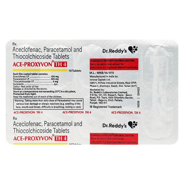 ACE Proxyvon TH 4 Tablet 10'S Price, Uses, Side effects, Substitutes ...