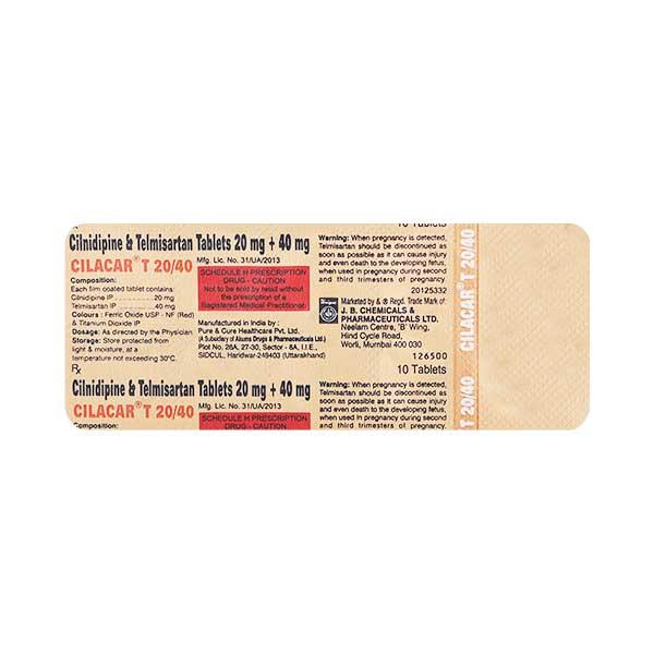 CILACAR T 20/40mg Tablet 10's : Price, Uses, Side Effects | Netmeds