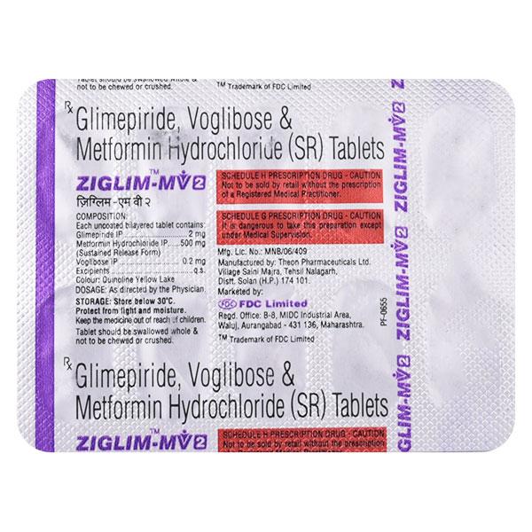 Buy ZIGLIM MV 2 Tablet 10's Online at Upto 25% OFF | Netmeds