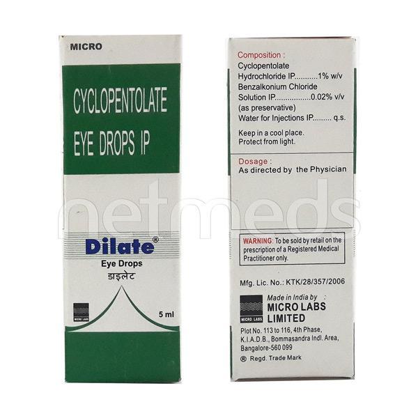 Dilate 1% Eye Drops 5ml Price, Uses, Side effects, Substitutes | Netmeds
