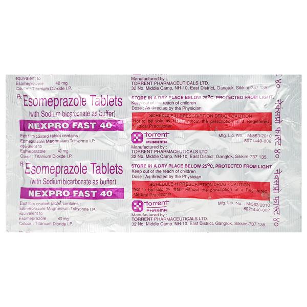 Nexpro Fast 40mg Tablet 10'S Price, Uses, Side effects, Substitutes ...