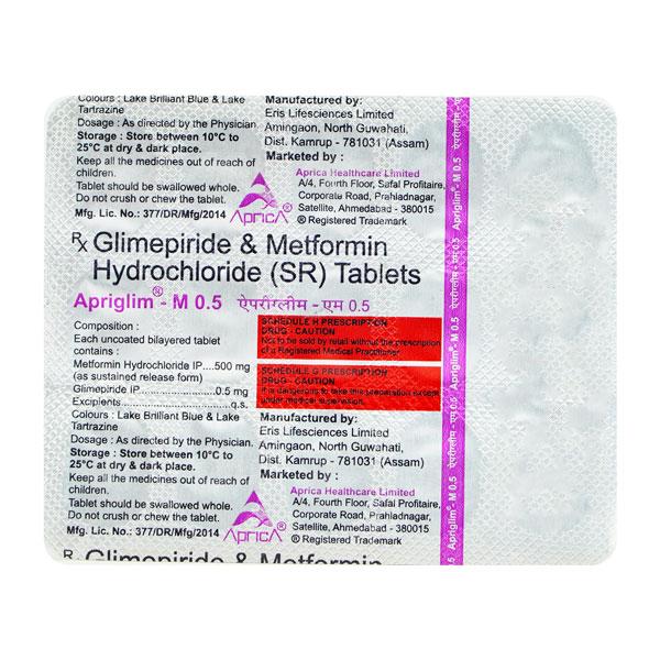 APRIGLIM M 0.5 Tablet 15's : Price, Uses, Side Effects | Netmeds