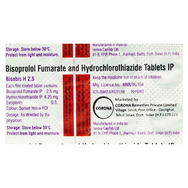 BISOBIS H 2.5 Tablet 10's : Price, Uses, Side Effects | Netmeds