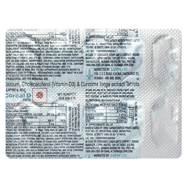 Buy Corcal D NU 400IU Tablet 10'S Online at Upto 25% OFF | Netmeds