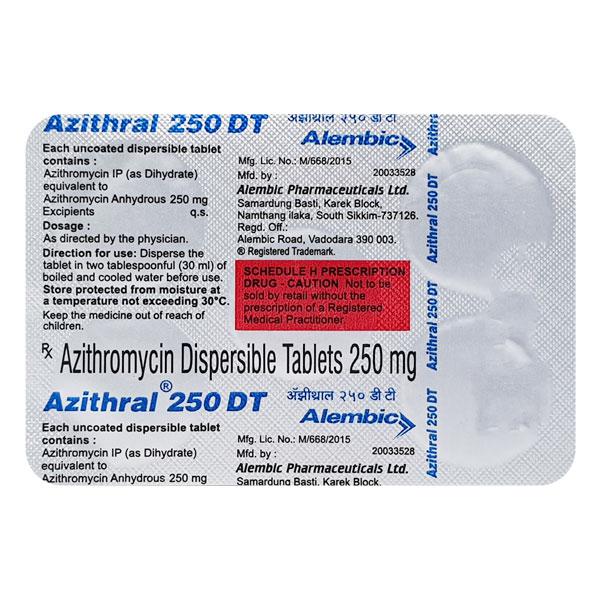Buy Azithral DT 250mg Tablet 5'S Online at Upto 25% OFF | Netmeds
