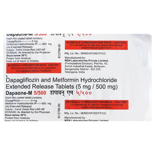 DAPAONE M 5/500 Tablet 10's : Price, Uses, Side Effects | Netmeds