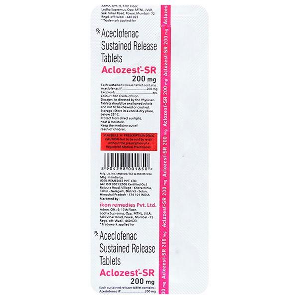 Buy ACLOZEST SR 200mg Tablet 10's Online at Upto 25% OFF | Netmeds