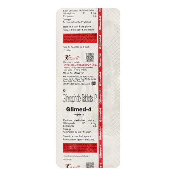 GLIMED 4mg Tablet 10's : Price, Uses, Side Effects | Netmeds