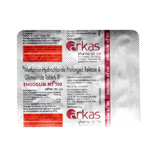 ENDOGLIM M2 500 Tablet 15's Price, Uses, Side effects, Substitutes ...
