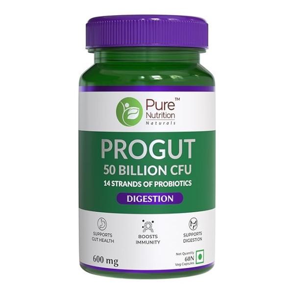 Pure Nutrition Probiotics 50 Billion CFU + Prebiotics 600 mg Veg ...