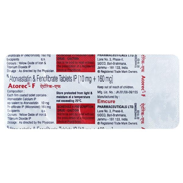 Buy Atorec F Tablet 10'S Online at Upto 25% OFF | Netmeds