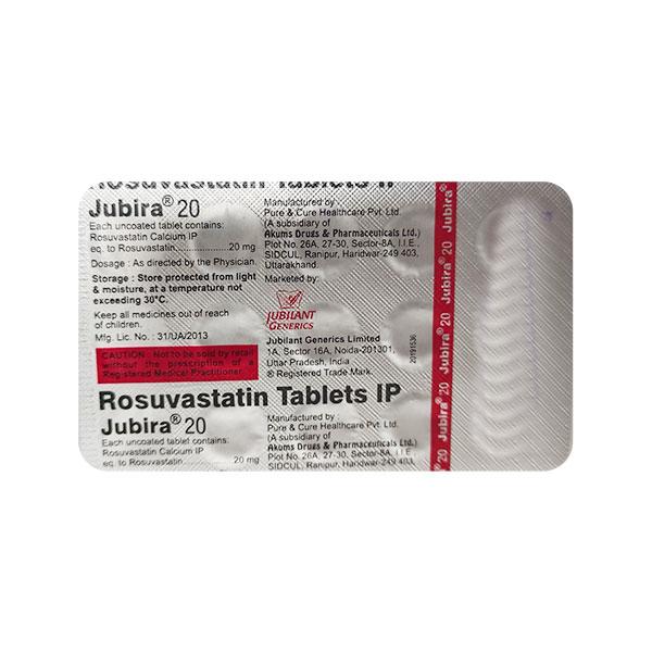 JUBIRA 20 Tablet 15's Price, Uses, Side effects, Substitutes | Netmeds