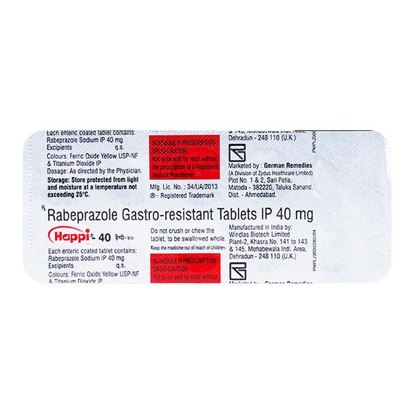 Happi 40mg Tablet 10'S Price, Uses, Side effects, Substitutes | Netmeds