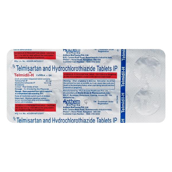 Telmidil H Tablet 10'S : Price, Uses, Side Effects | Netmeds