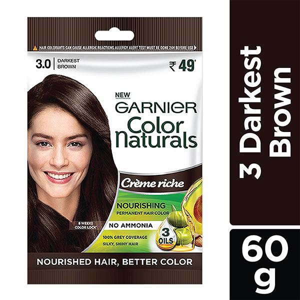 Buy Color Naturals Creme Riche Sachet, Shade 3, Darkest Brown 60 gm ...