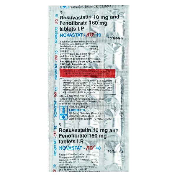 Buy Novastat TG 10 Tablet 15'S Online at Upto 25% OFF | Netmeds