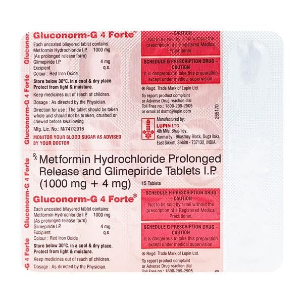 Gluconorm G4 Forte Tablet 15'S - Price, Uses, Side Effects | Netmeds