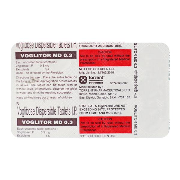 VOGLITOR MD 0.3mg Tablet 15's : Price, Uses, Side Effects | Netmeds
