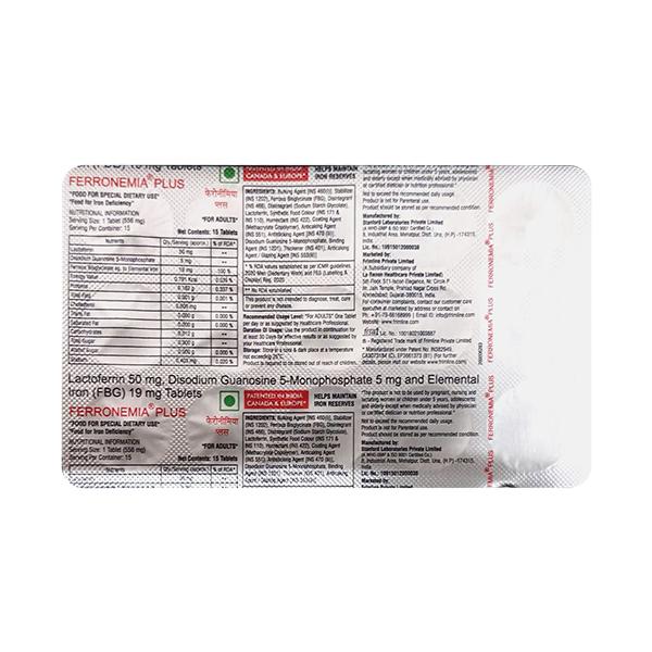 Buy FERRONEMIA PLUS Tablet 15's Online | Netmeds
