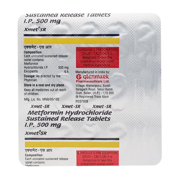 Xmet SR 500mg Tablet 15'S : Price, Uses, Side Effects | Netmeds