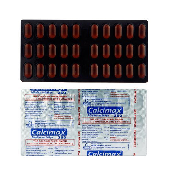 Calcimax 250mg Tablet 30'S : Uses, Side Effects, Price | Netmeds