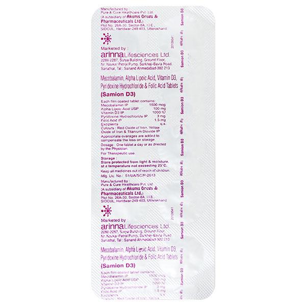 Buy Samion D3 Tablet 10'S Online at Upto 25% OFF | Netmeds