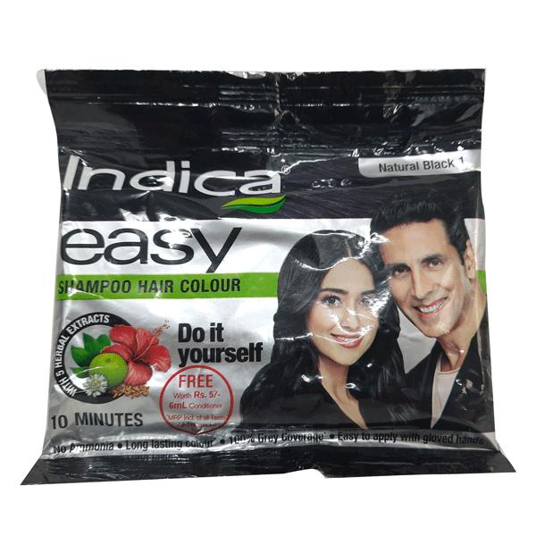 Buy Indica Easy 10 Minutes Shampoo Based Hair Colour - 1 Natural Black ...
