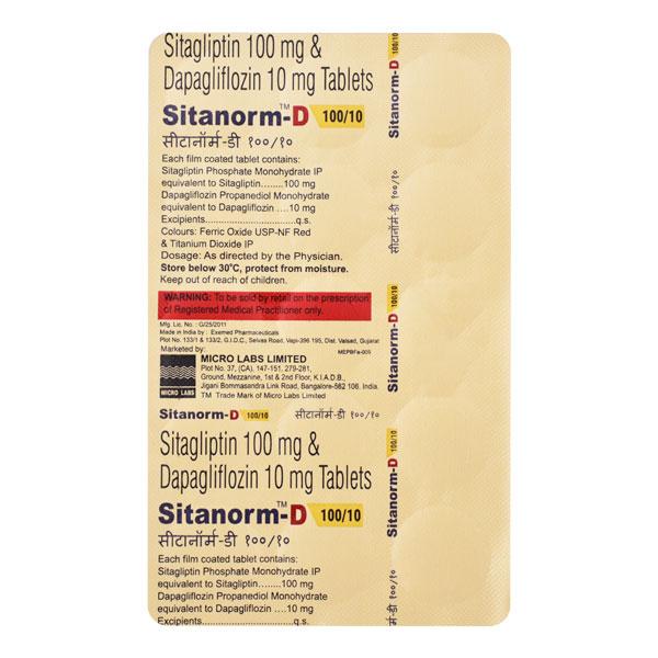 SITANORM D 100/10 Tablet 15's Price, Uses, Side effects, Substitutes ...