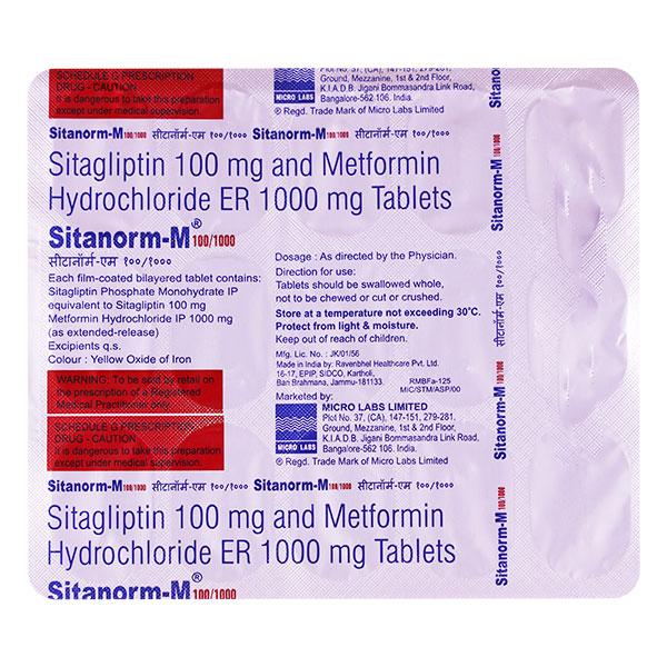 Buy SITANORM M 100/1000 Tablet 15's Online at Upto 25% OFF | Netmeds