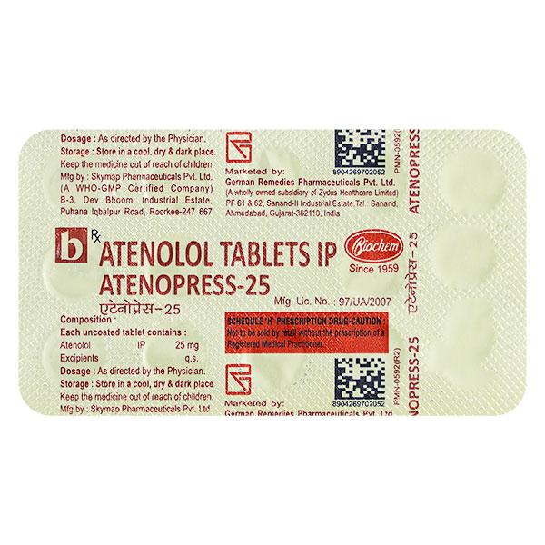 Atenopress 25mg Tablet 14'S : Price, Uses, Side Effects | Netmeds