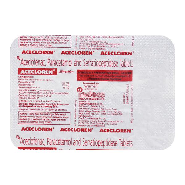 Acecloren Tablet 10'S : Price, Uses, Side Effects | Netmeds