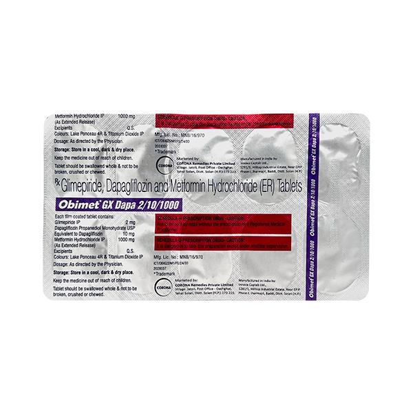 OBIMET GX DAPA 10/2/1000 Tablet 10's