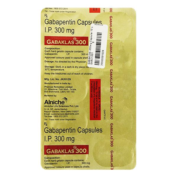 GABAKLAS 300mg Capsule 10's Price, Uses, Side effects, Substitutes ...